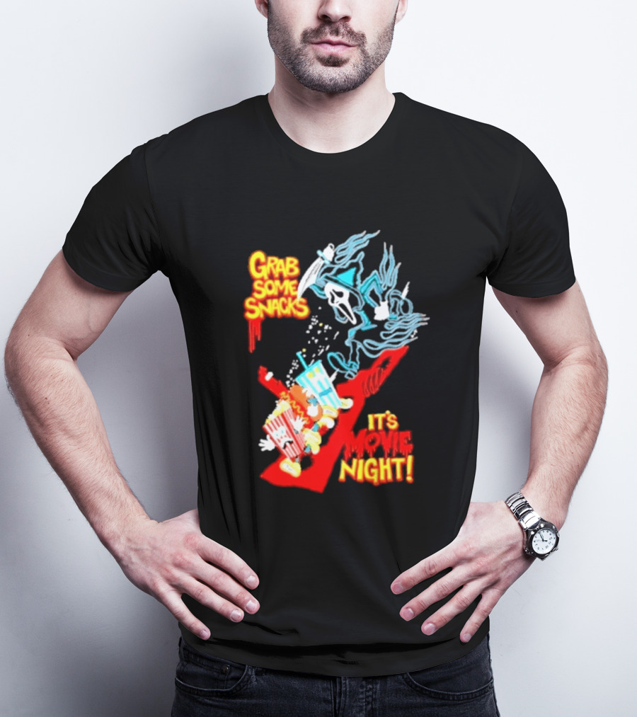 Grab Some Snacks Ghostface It's Movie Night Scream Halloween 2026 T-Shirt