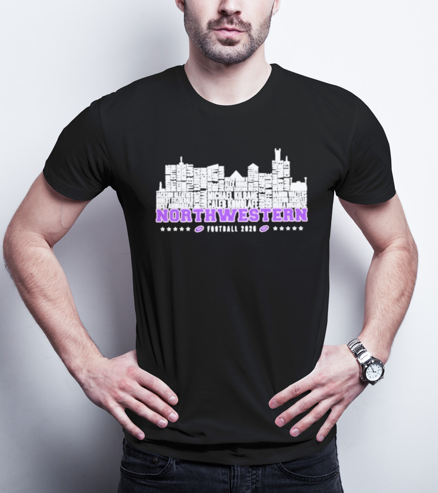 Northwestern Wildcats Football 2026 City Skyline Player T-Shirt