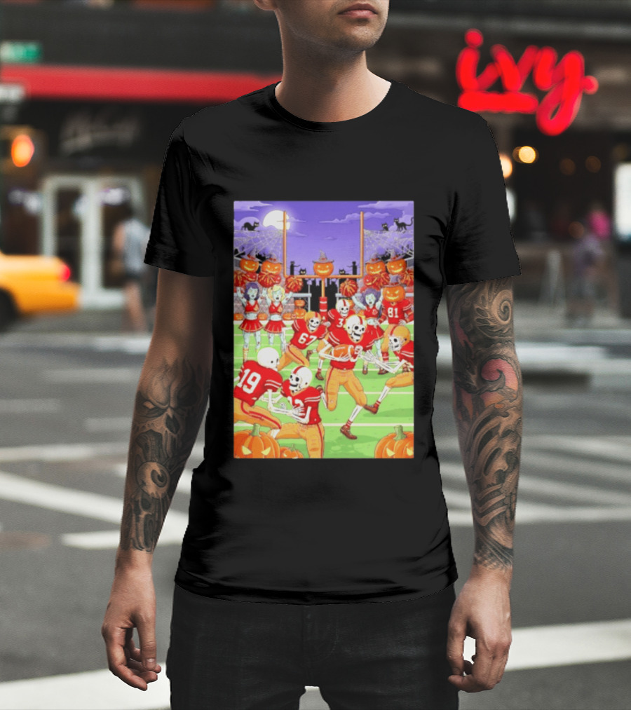 San Francisco 49ers Skeleton Zombie Halloween Football 2026 T-Shirt