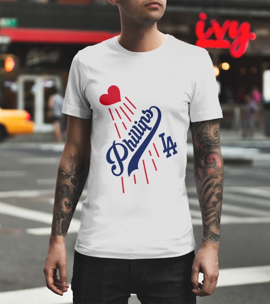 Phillies LA Love Heart Dodgers 14 T-Shirt