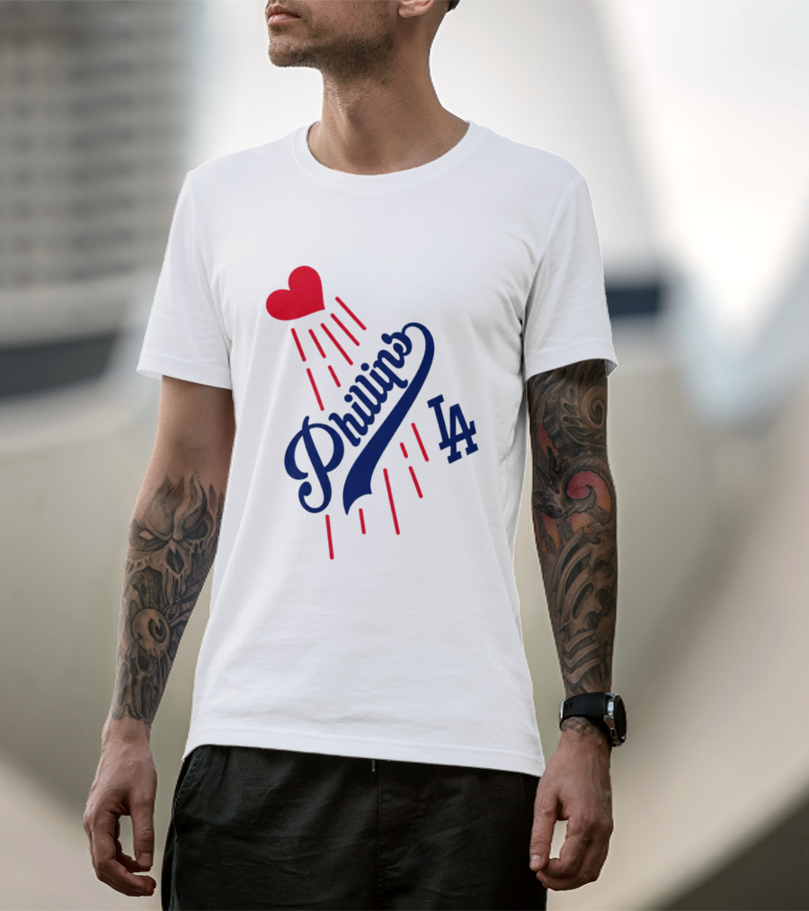 Phillies LA Love Heart Dodgers 14 T-Shirt