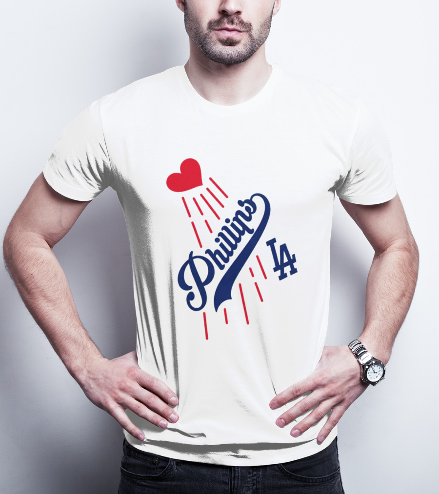 Phillies LA Love Heart Dodgers 14 T-Shirt