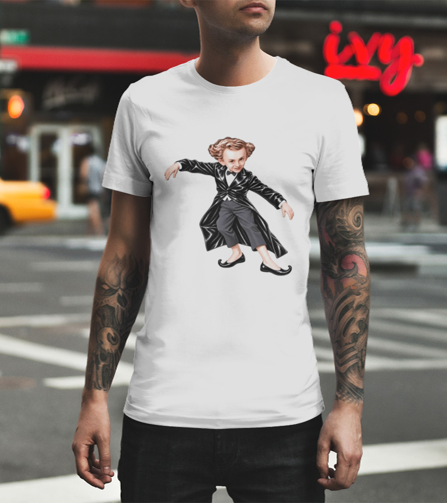 Tiptoeing Boy Black Coat Bow Tie T-Shirt