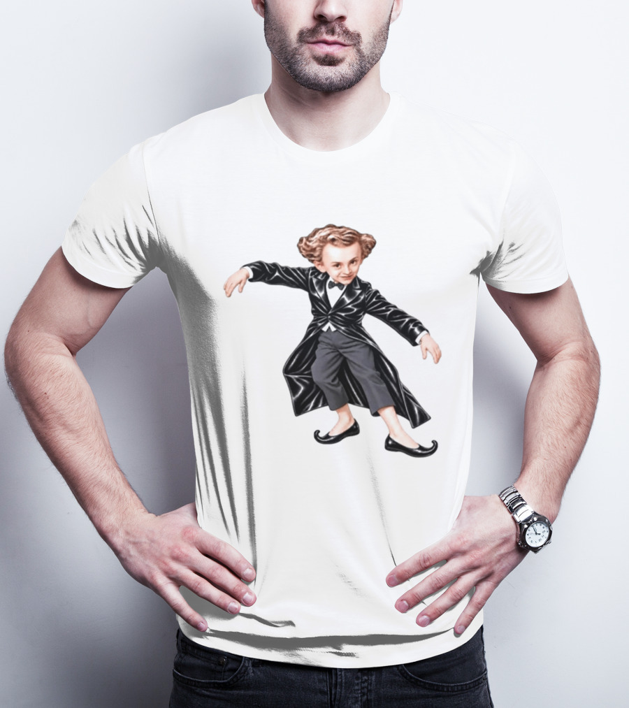 Tiptoeing Boy Black Coat Bow Tie T-Shirt