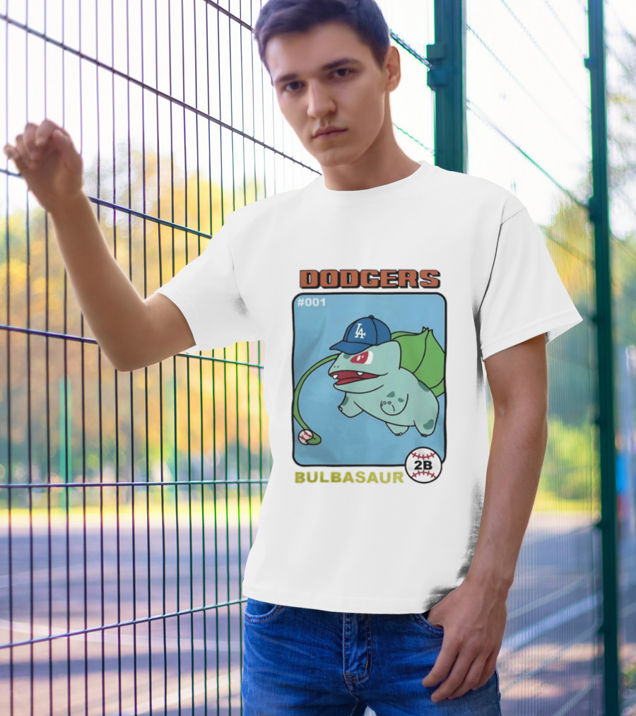 Dodgers Bulbasaur LA Baseball Anime Cartoon 2B T-Shirt