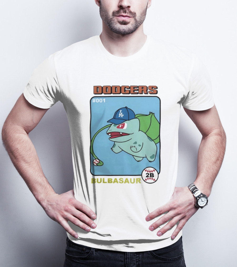 Dodgers Bulbasaur LA Baseball Anime Cartoon 2B T-Shirt
