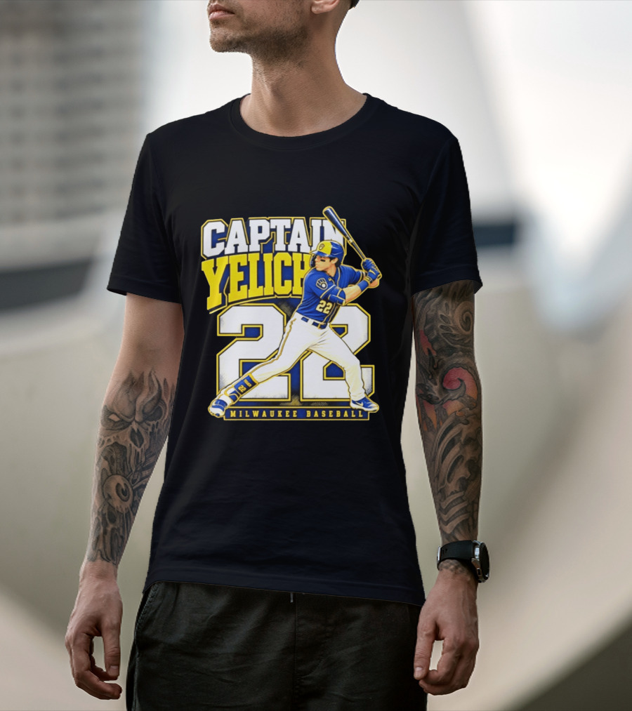 Captain Yelich 22 Milwaukee Baseball T-Shirt