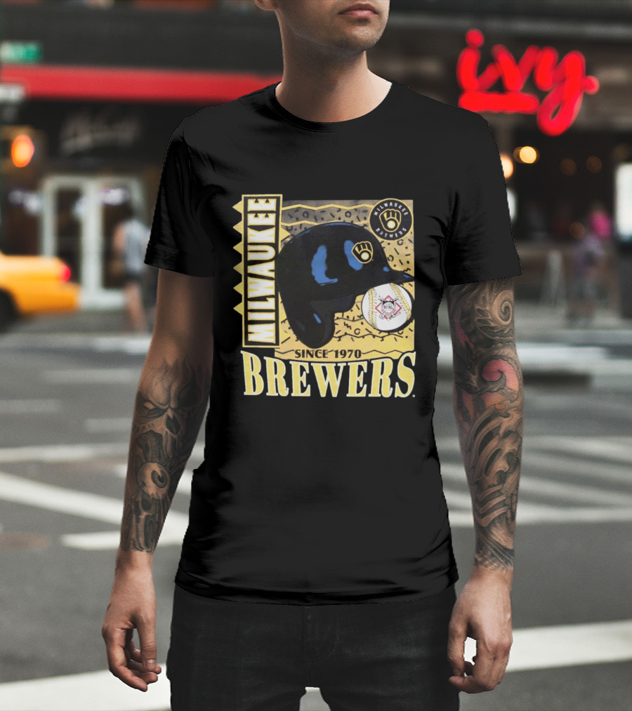 Milwaukee Brewers Baseball Helmet Since 1970 T-Shirt
