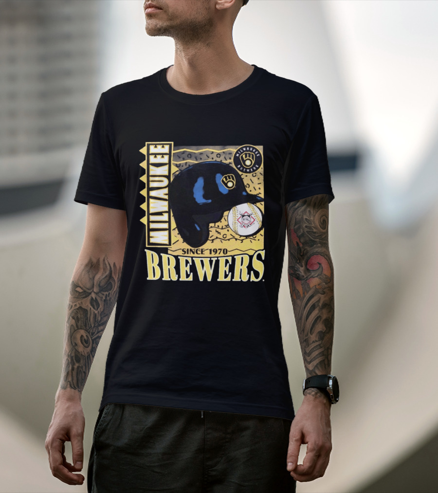 Milwaukee Brewers Baseball Helmet Since 1970 T-Shirt