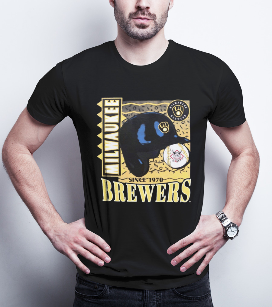 Milwaukee Brewers Baseball Helmet Since 1970 T-Shirt