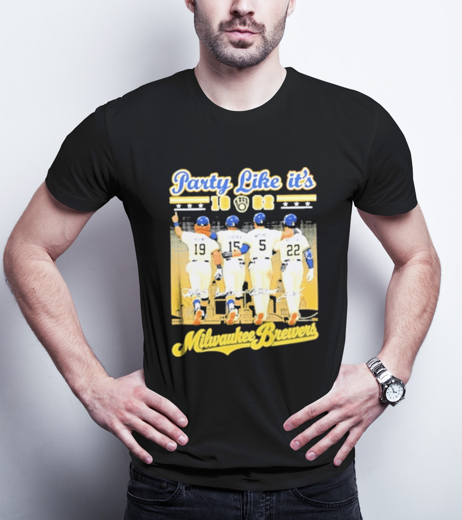 Party Like It's 1982 Milwaukee Brewers City Skyline Signatures T-Shirt