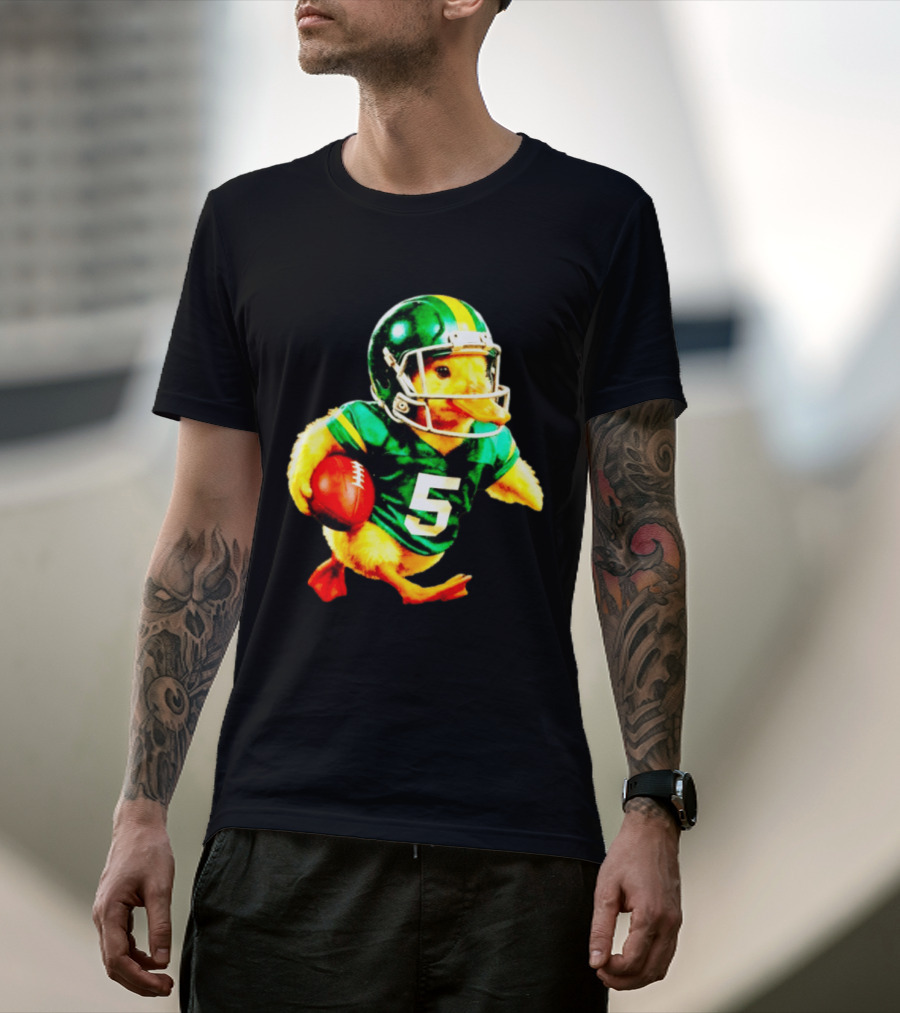 Oregon Ducks Football Duck Wearing Helmet And Jersey Number 5 T-Shirt