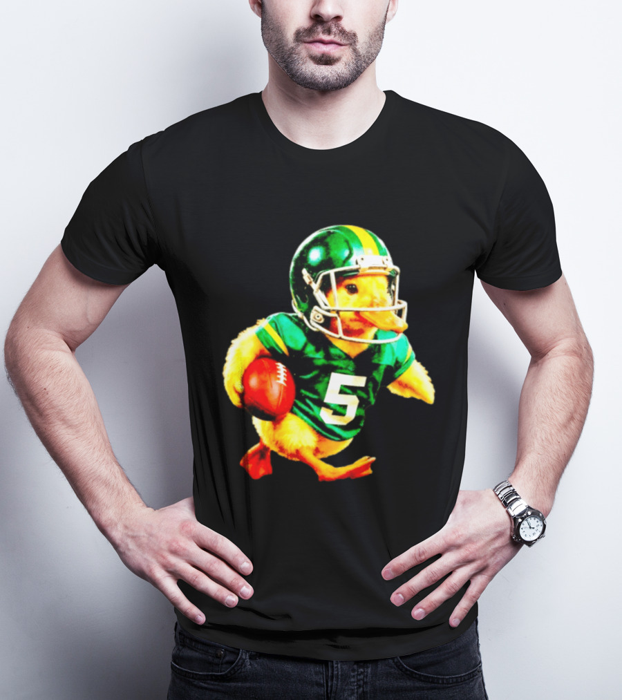 Oregon Ducks Football Duck Wearing Helmet And Jersey Number 5 T-Shirt