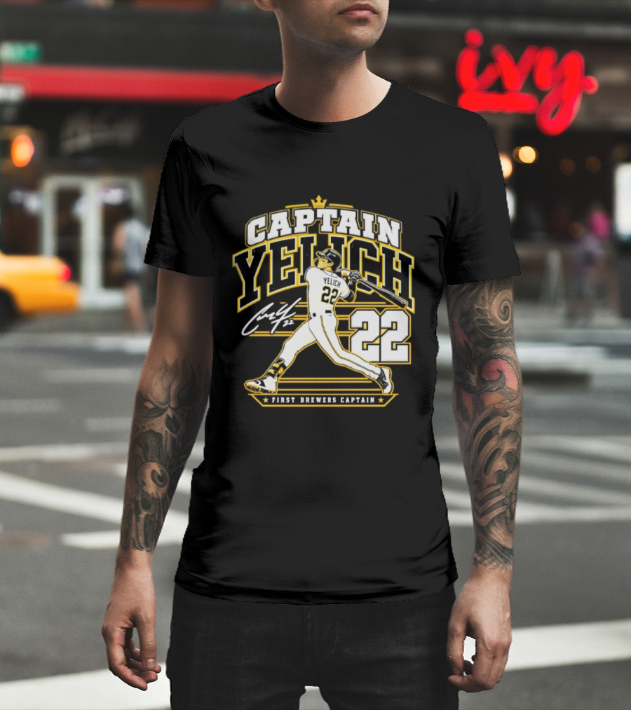 Captain Yelich 22 First Brewers Captain Milwaukee Brewers T-Shirt