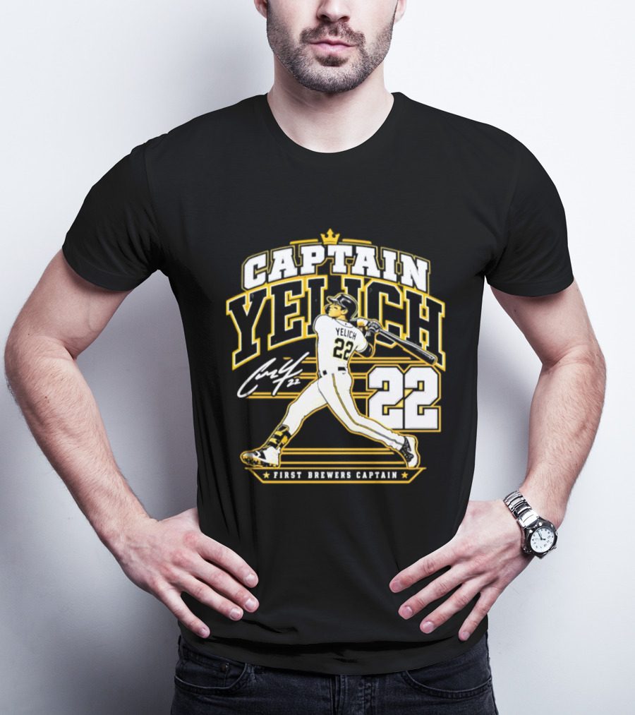 Captain Yelich 22 First Brewers Captain Milwaukee Brewers T-Shirt