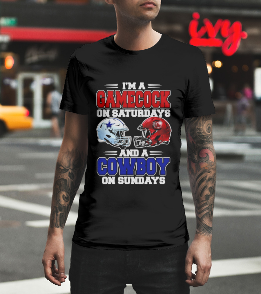 I'm A Gamecock On Saturdays And A Cowboy On Sundays Helmet Rivalry 2026 T-Shirt