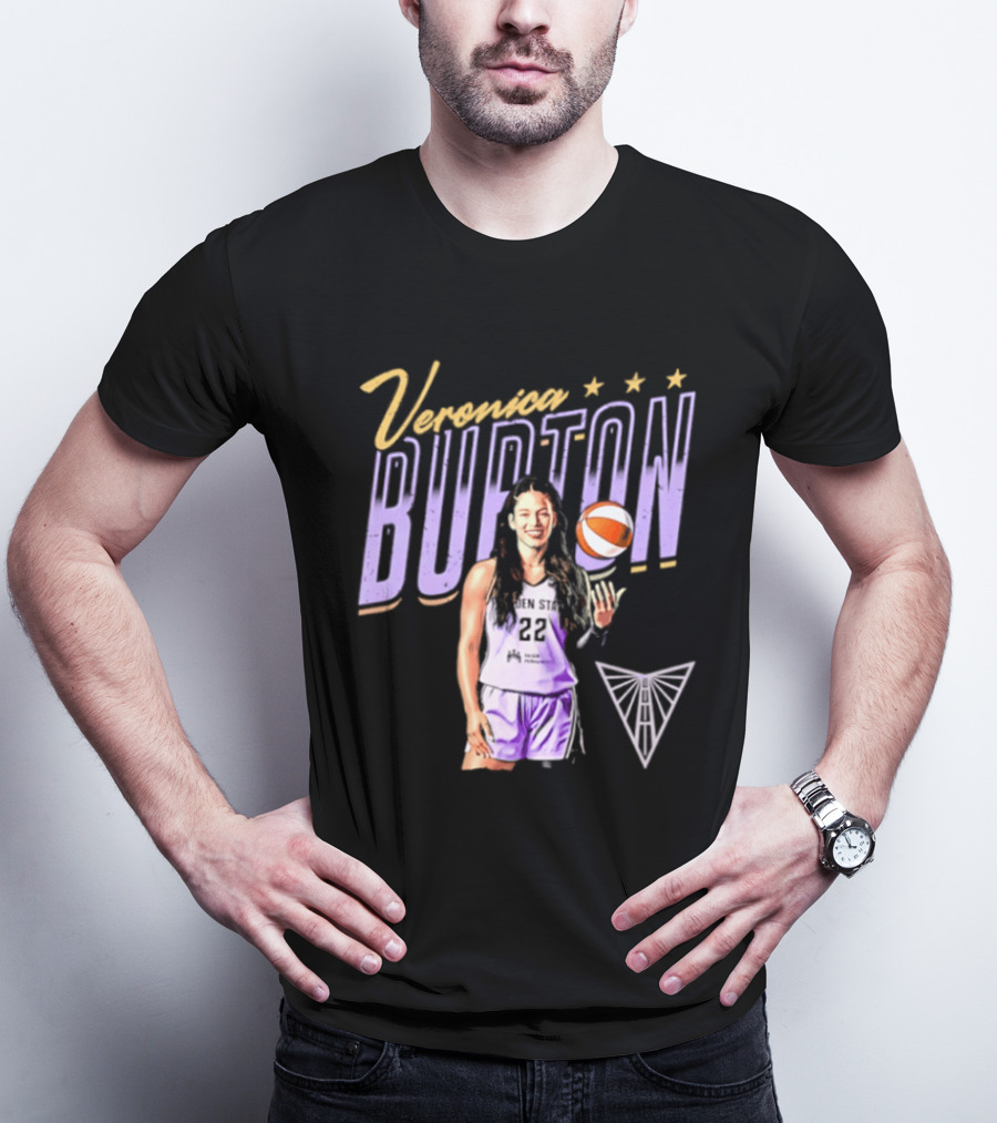 Veronica Burton Basketball Pose Valkyries Purple Orange 2026 T-Shirt