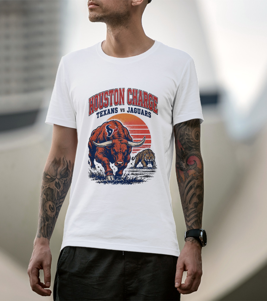 Houston Charge 2026 Texans Vs Jaguars Sunset Showdown T-Shirt