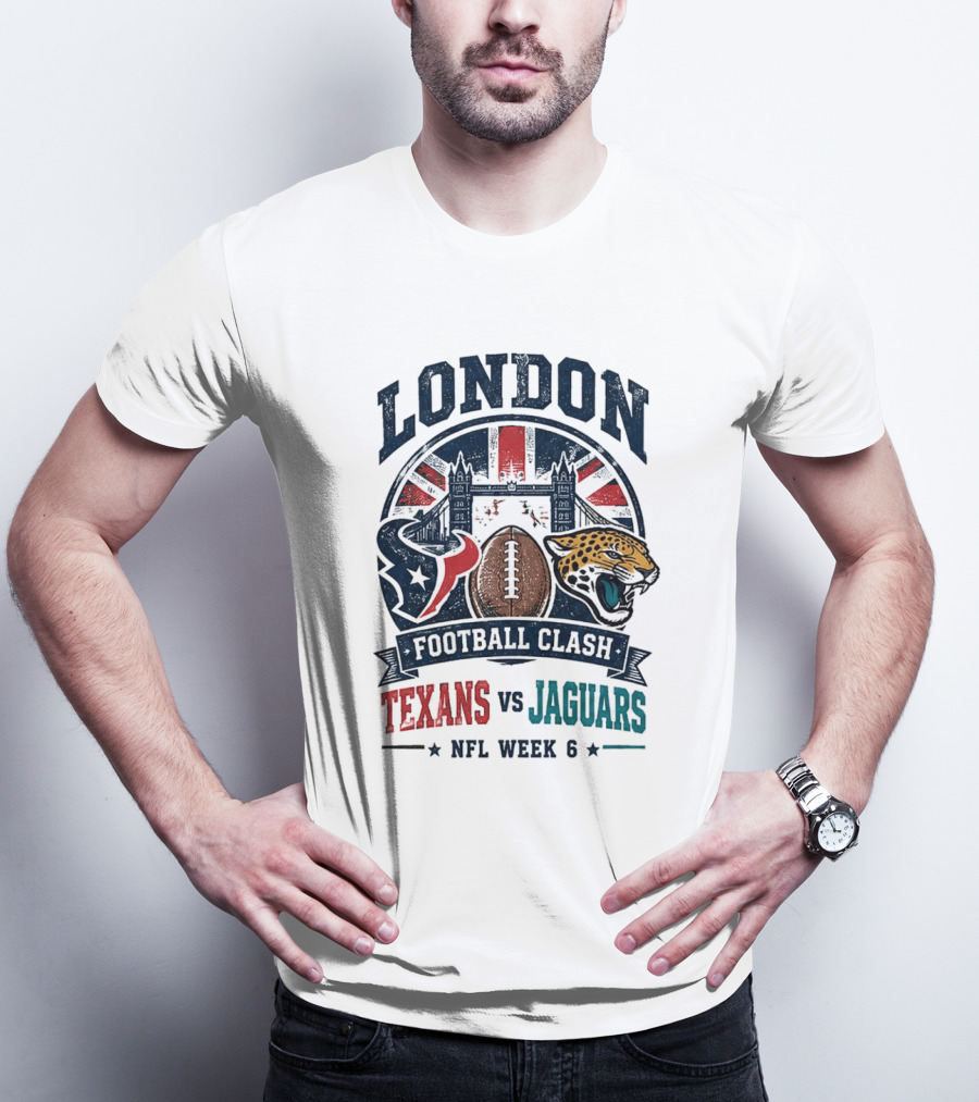 London Football Clash 2026 Houston Texans Vs Jacksonville Jaguars NFL Week 6 T-Shirt