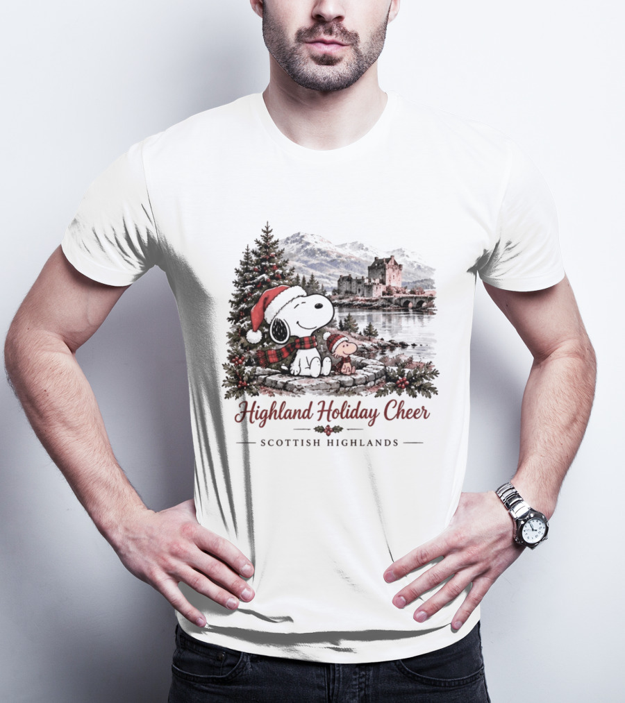 Highland Holiday Cheer Snoopy Scottish Highlands Christmas T-Shirt