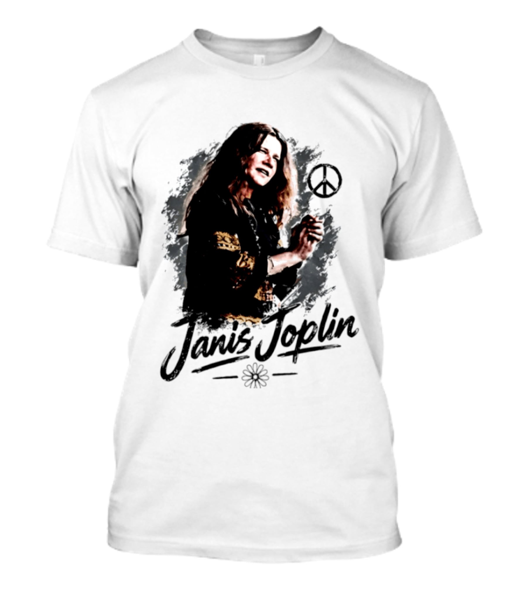 Janis Joplin Peace Sign Flower Rock Legend T-Shirt