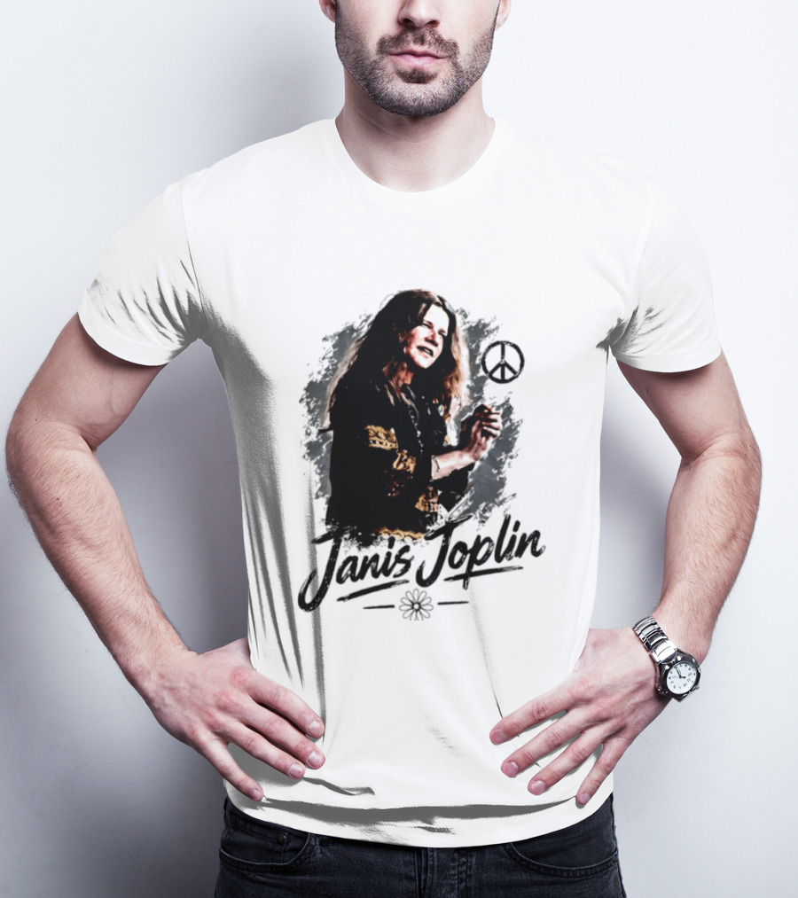 Janis Joplin Peace Sign Flower Rock Legend T-Shirt