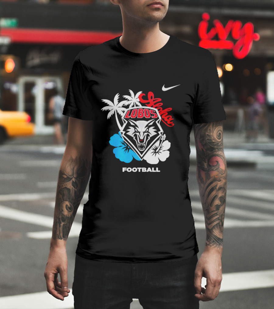 New Mexico Lobos Football Aloha 2026 Nike Tropical Palm Hibiscus T-Shirt