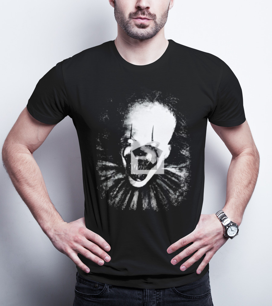 Pennywise The Dancing Clown Horror Movie Halloween Scary Face With Ruffled Collar T-Shirt