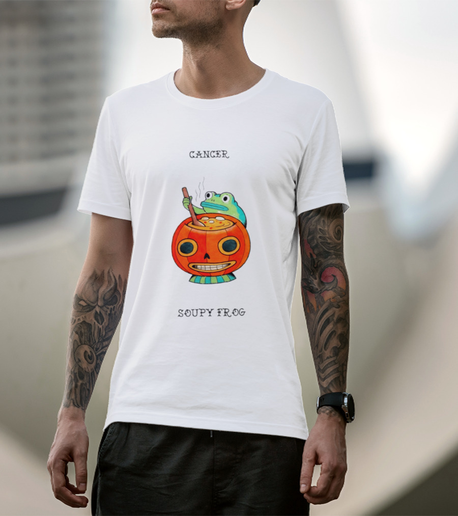Halloween Cancer Zodiac Soupy Frog Pumpkin T-Shirt