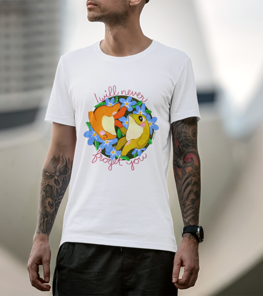 I Will Never Froget You Frog Toad Blue Flowers T-Shirt