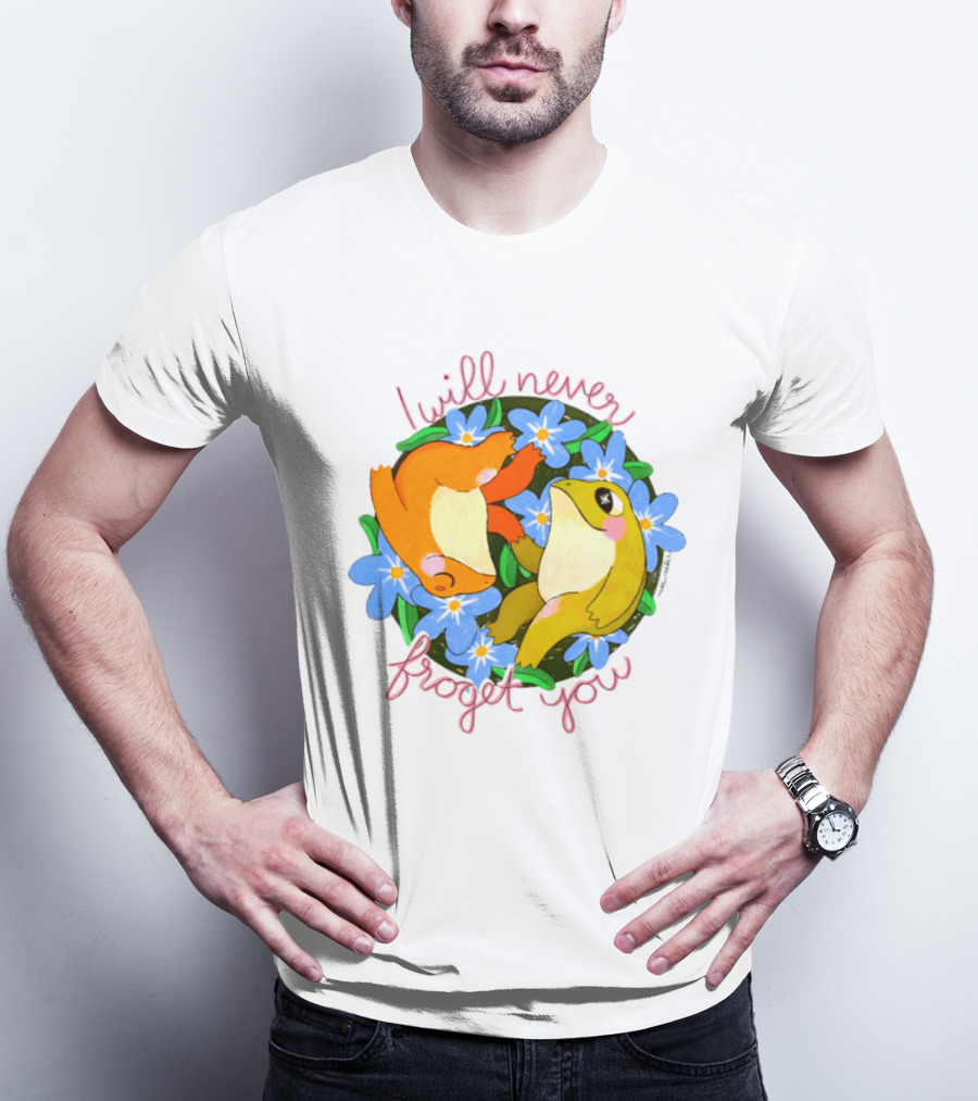 I Will Never Froget You Frog Toad Blue Flowers T-Shirt
