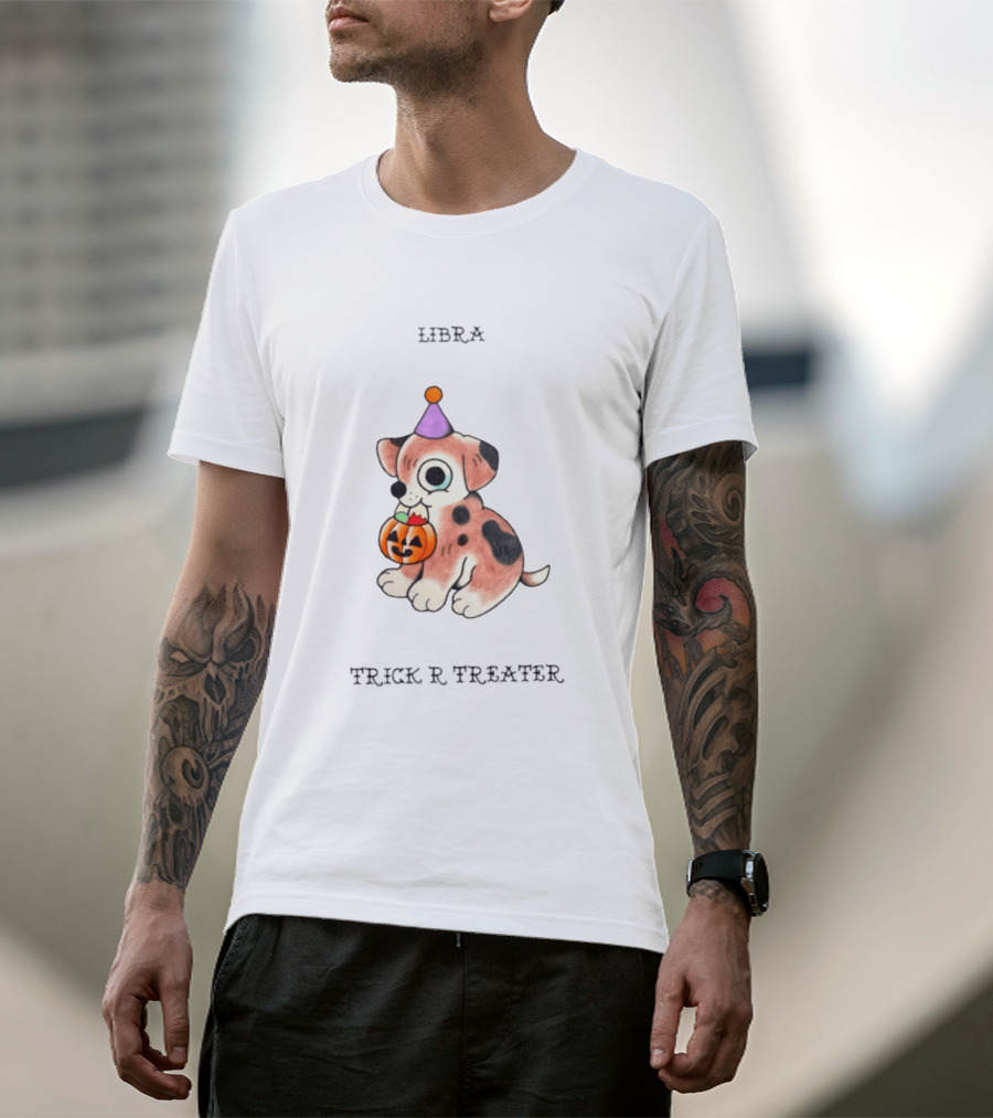 Libra Halloween Puppy Trick R Treater Zodiac T-Shirt