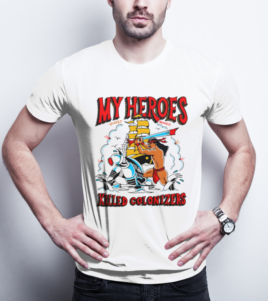 My Heroes Killed Colonizers Ship Sword Battle T-Shirt