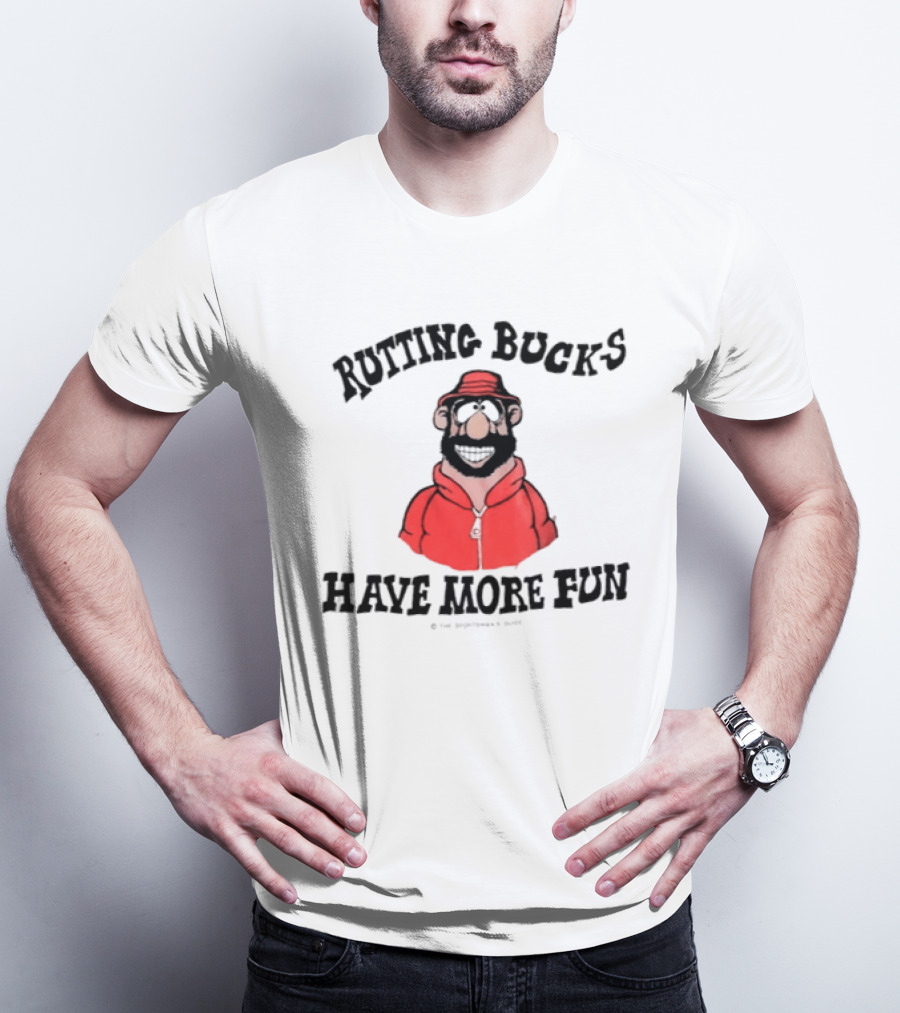 Rutting Bucks Have More Fun Cartoon Character Red Jacket T-Shirt