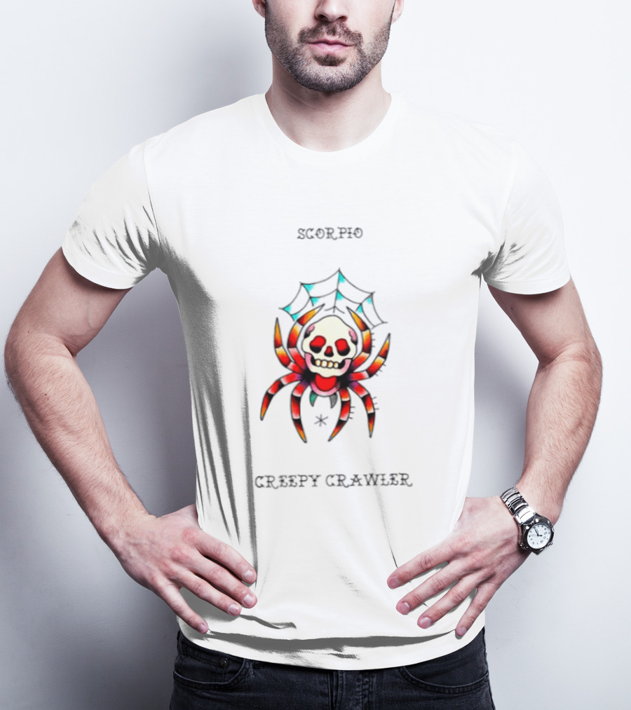 Scorpio Creepy Crawler Spider Skull Zodiac Web T-Shirt