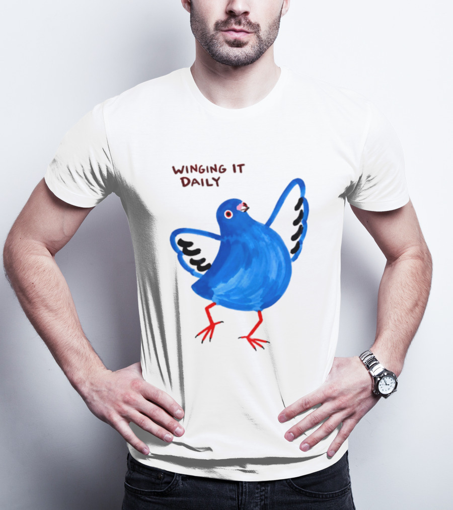 Winging It Daily Pigeon Cartoon Bird T-Shirt