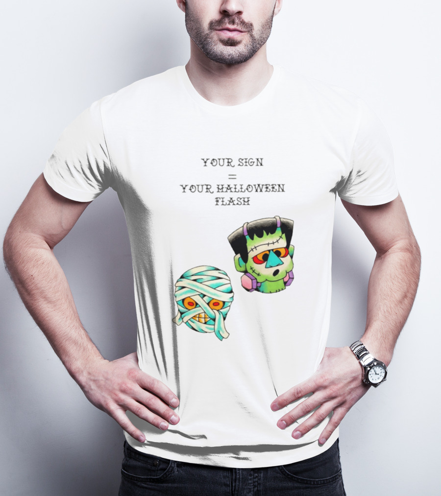 Your Sign Equals Your Halloween Flash Mummy Frankenstein Head T-Shirt