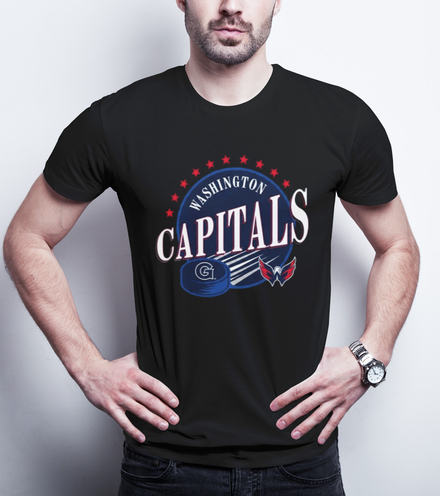 Washington Capitals Georgetown University 2026 27 Hockey Team Collaboration T-Shirt