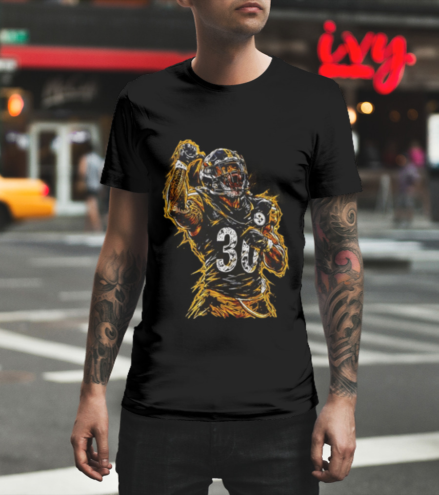 Pittsburgh Steelers Jaylen Warren 30 Scream NFL Football Player T-Shirt