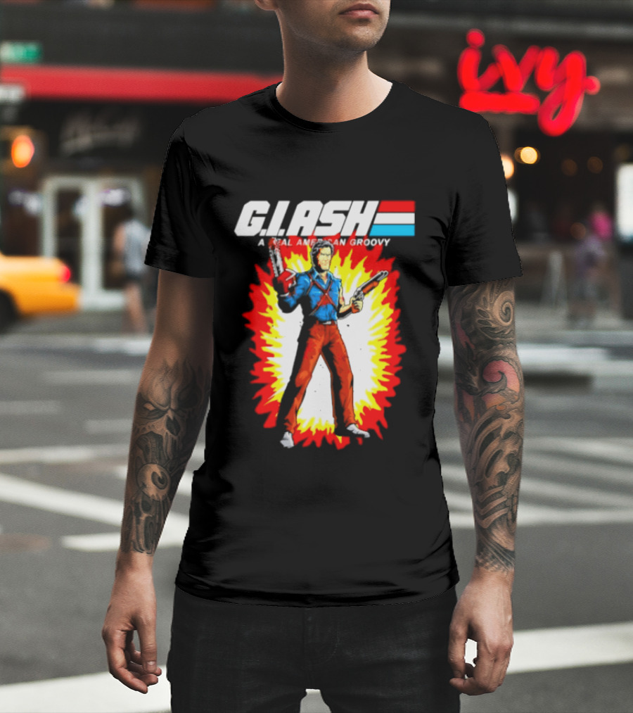 G.I. Ash A Real American Groovy Evil Dead Character Explosion T-Shirt