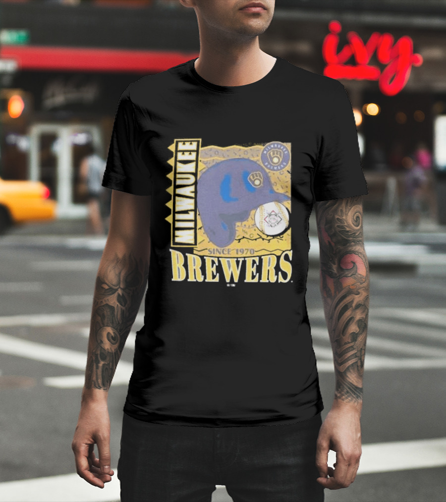 Milwaukee Brewers Since 1970 Helmet T-Shirt
