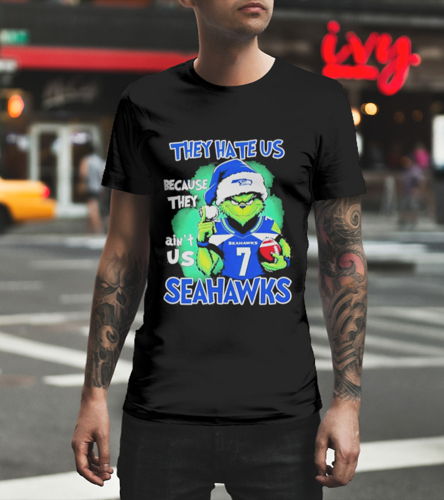 Grinch Seahawks 2026 Christmas They Hate Us Because They Ain't Us T-Shirt