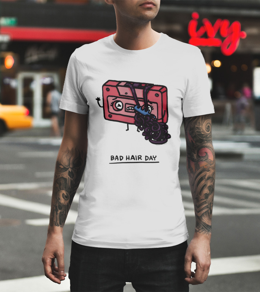 Bad Hair Day Cassette Tape Music Humor Retro 90s T-Shirt