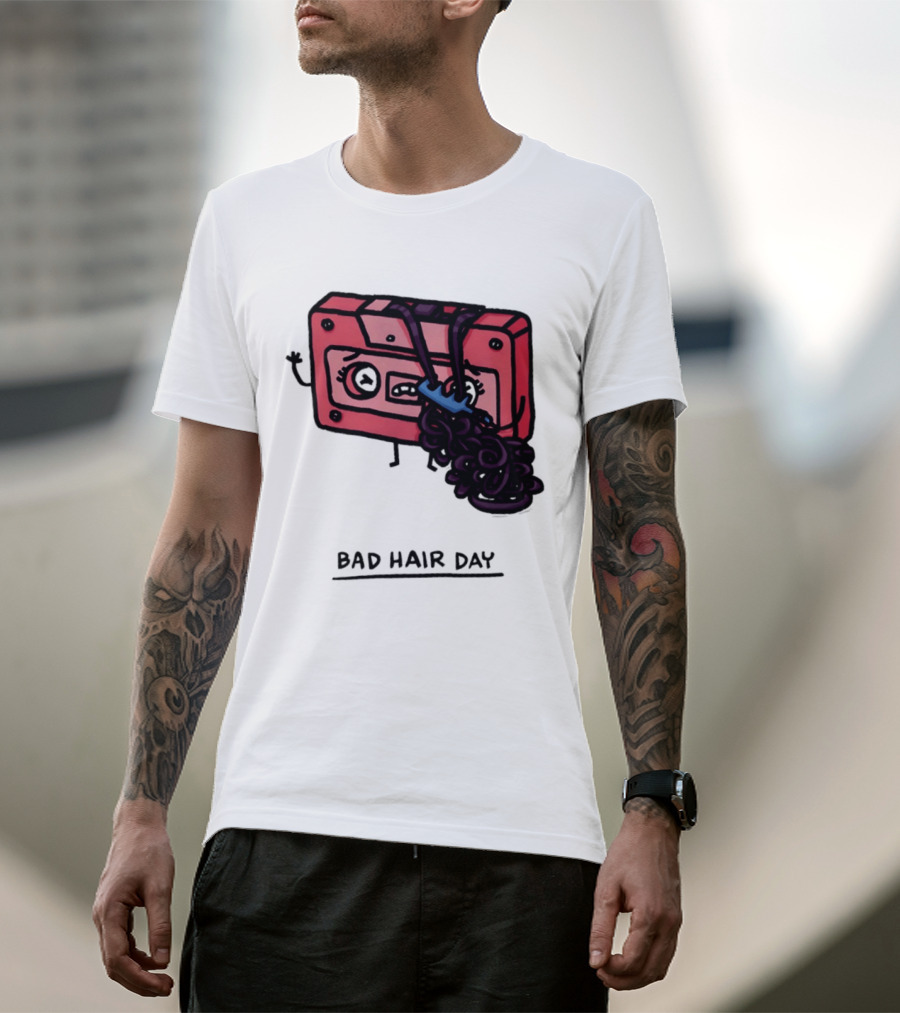 Bad Hair Day Cassette Tape Music Humor Retro 90s T-Shirt