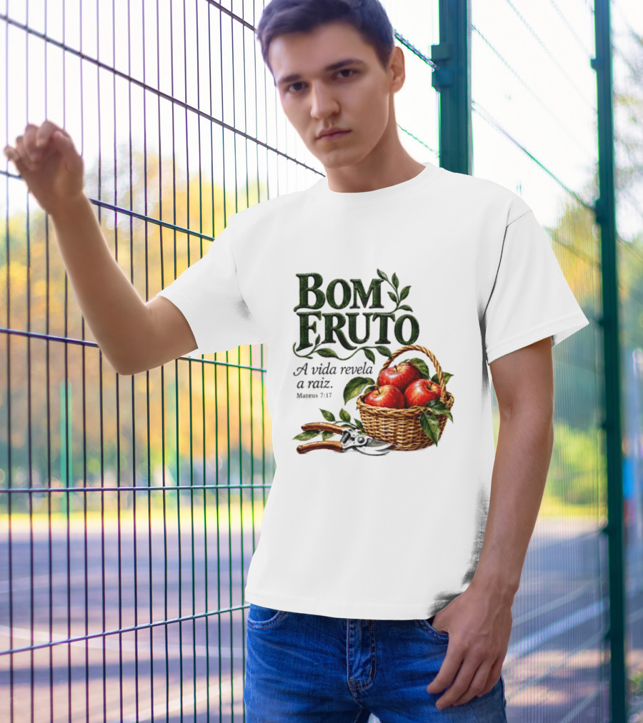 Bom Fruto A Vida Revela A Raiz Mateus 7 17 Basket Of Apples T-Shirt