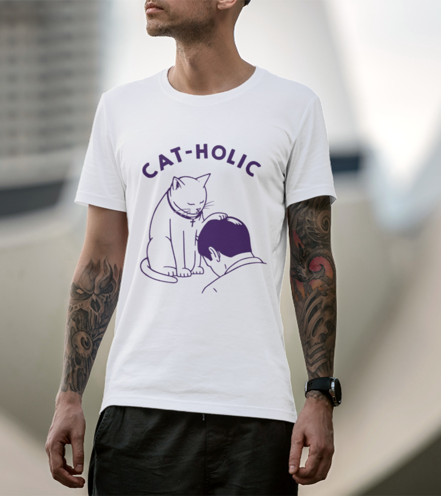 Cat Holic Cat Lover Bowing To Cat T-Shirt