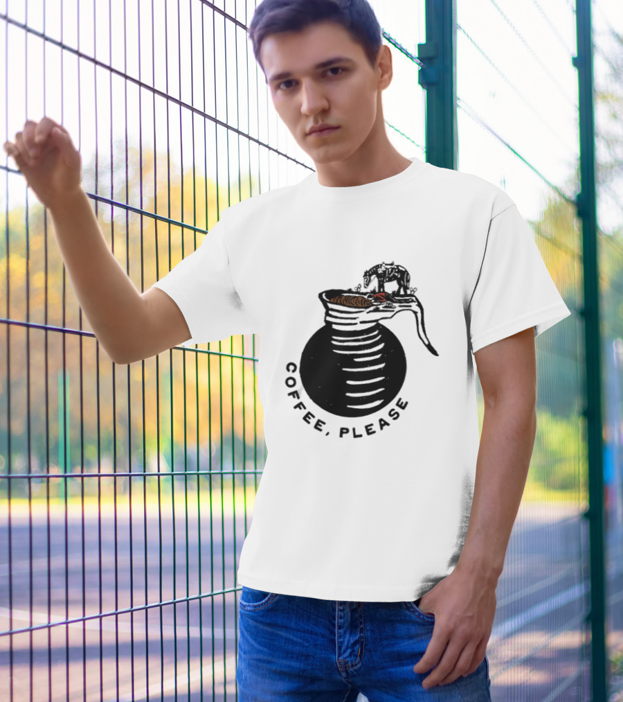 Coffee Please Cowboy And Horse Western Pot T-Shirt