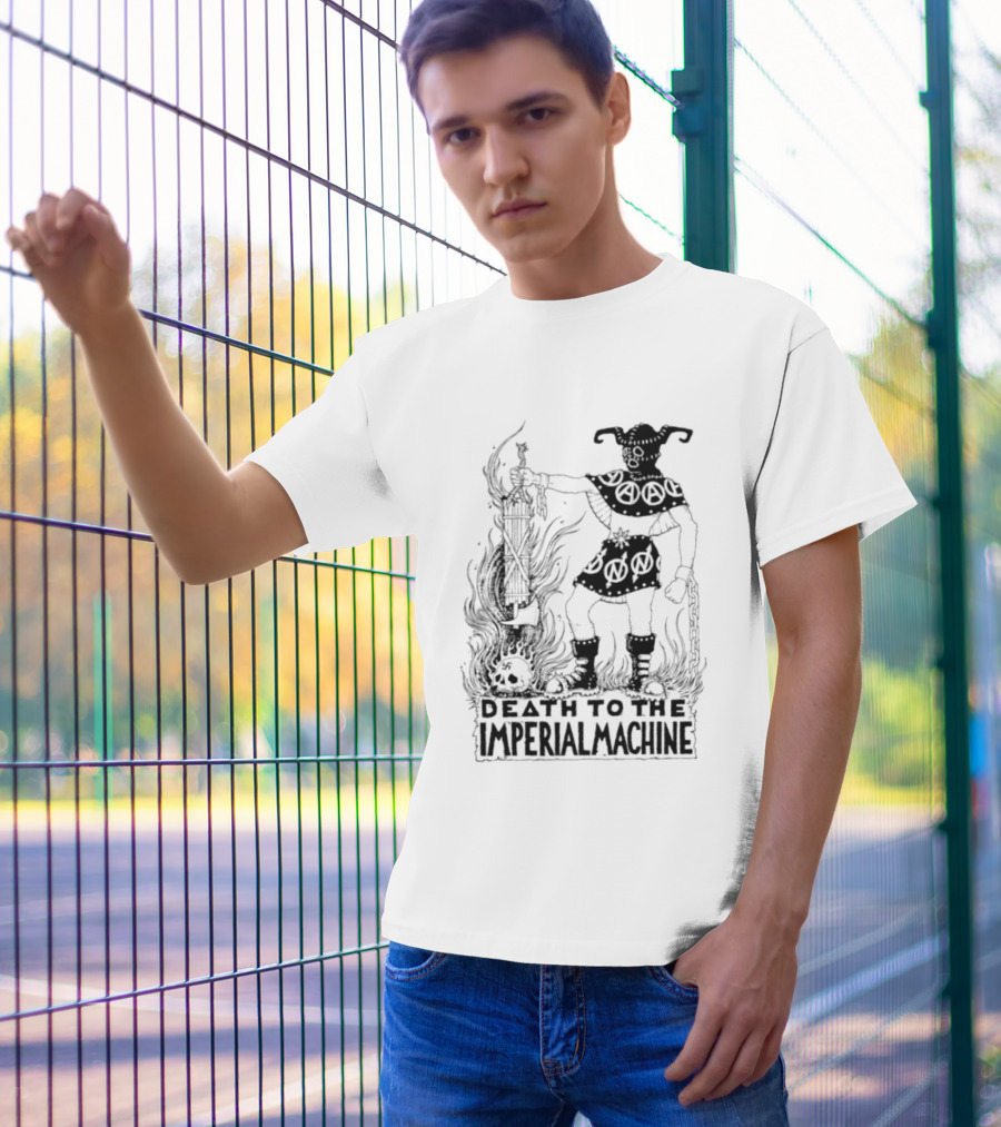 Death To The Imperial Machine Anarchist Skeleton And Flames T-Shirt