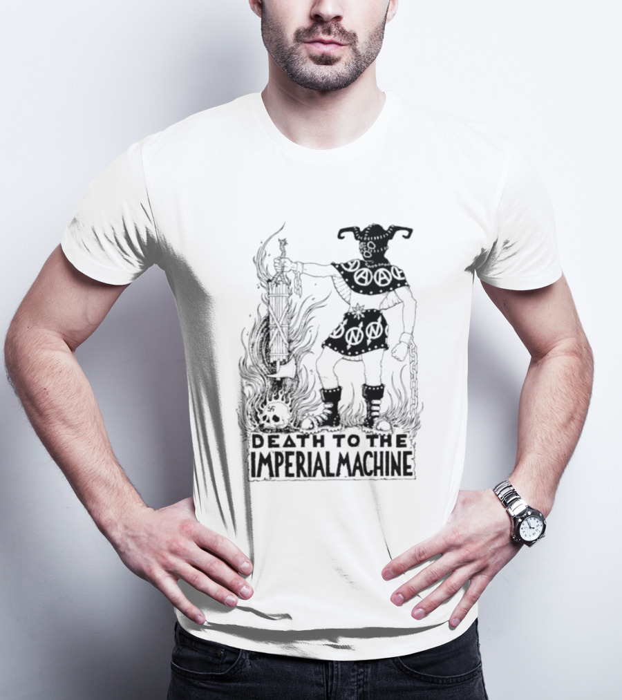 Death To The Imperial Machine Anarchist Skeleton And Flames T-Shirt