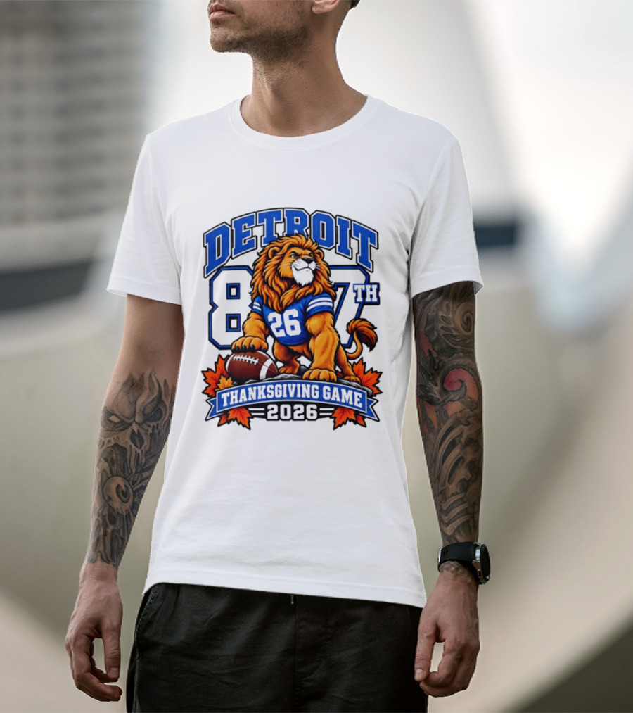 Detroit Lions 87th Thanksgiving Game 2026 Lion Football 26 T-Shirt